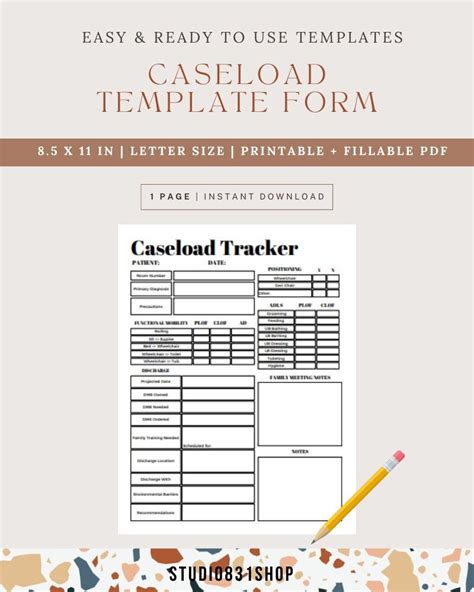 Caseload Tracker Template Fillable And Printable Pdf Medical Notes Therapy Tools Medical