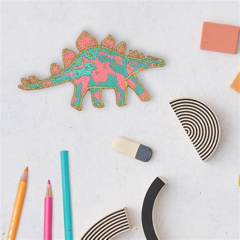 Dinosaur Embroidered Patch Stegosaurus Sew On Patch Etsy