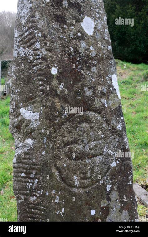 Carving And Ogham Inscription On Bridell Christianised Standing Stone