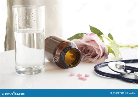 Different Means Of Contraception On Bedside Table Stock Image Image