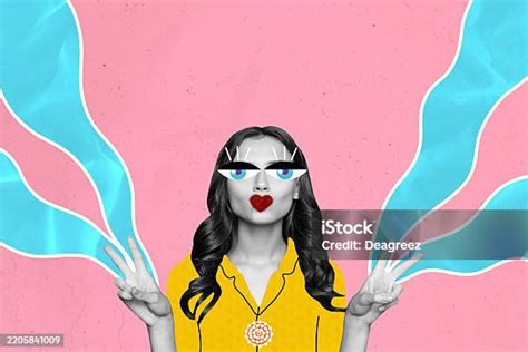 3d 사진 콜라주 합성물 트렌드 삽화 스케치 이미지 검정 흰색 실루엣 패션 스타일 레이디 찡그린 얼굴 메이크업 보여 주다 몸짓