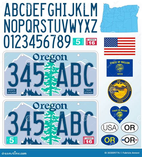 Oregon State Car License Plate Pattern Usa Stock Vector Illustration