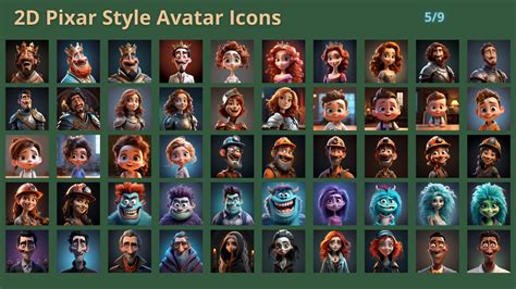 Artstation 2d Pixar Style Character Avatar Icons Mega Pack V1 Game