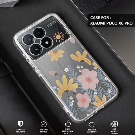 Jual CASE XIAOMI POCO X6 PRO Motif FLOWER Clear Case Softcase Bening Tebal Casing Hp