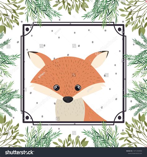 Cute Adorable Fox Frame Stock Vector Royalty Free 1471359950