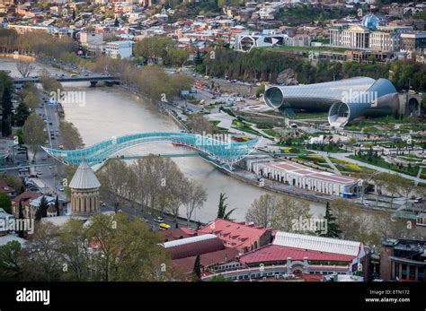 Tbilisi View With Bridge Of Peace And Concert Hall Seen From Narikala