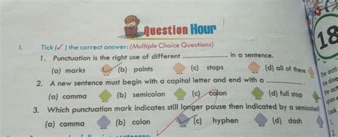 Tick The Correct Answer Multiple Choice Questions Punctuation I