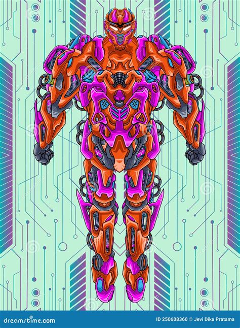 Cool Mecha Robot Head Detail Illustration 255345518