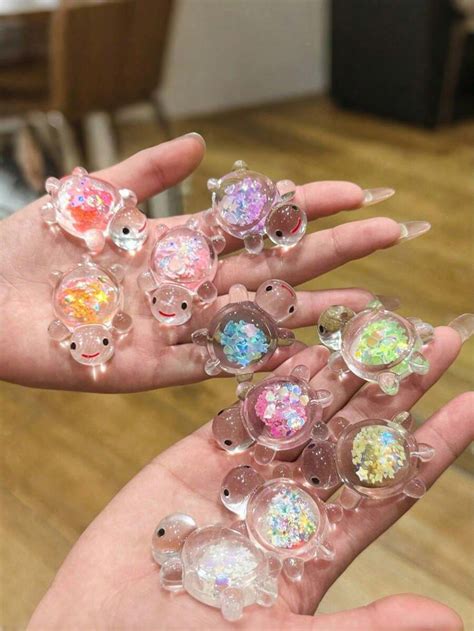 11224pcs Luminous Mini Resin Turtlescolorful Confetti Resin Turtle