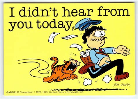 Garfield Chases The Mailman Postal Worker Postcard Jim Davis Orange