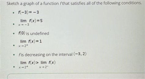 sketch a graph of a function f that satisfies all of the following condit