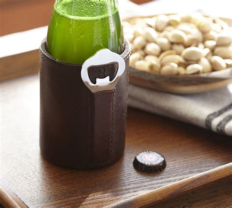 Leather Bottle Cooler With Opener Pottery Barn