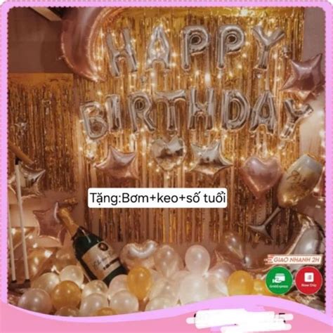 Happy Birthday Birthday Decoration Set With 50 Glitter Balloons Chat