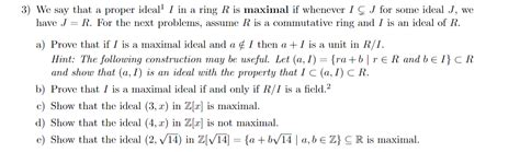 solved 3 we say that a proper ideall i in a ring r is