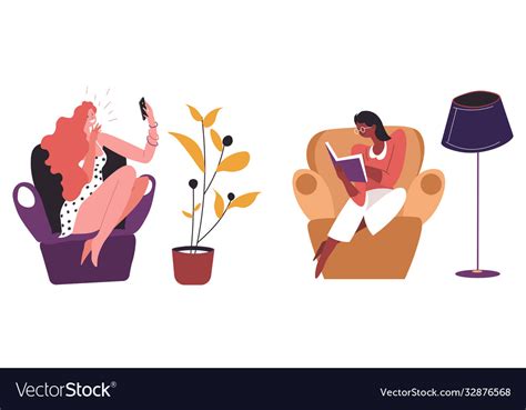 Extrovert And Introvert Comparison Lifestyle And Vector Image