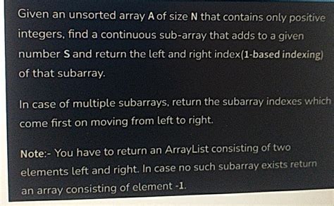 Solved Given An Unsorted Array A Of Size N That Contains