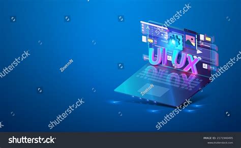 1 Mobile Ui Ux Development Design Concept Neon Design Mobile Applications Laptop With Interface