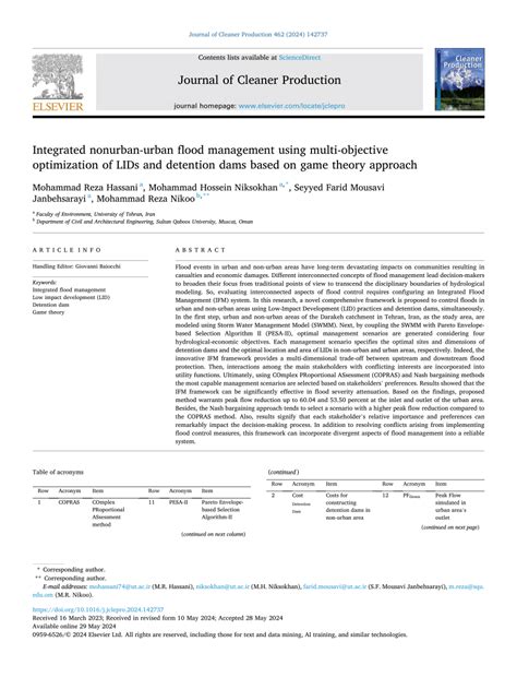 Pdf Integrated Nonurban Urban Flood Management Using Multi Objective