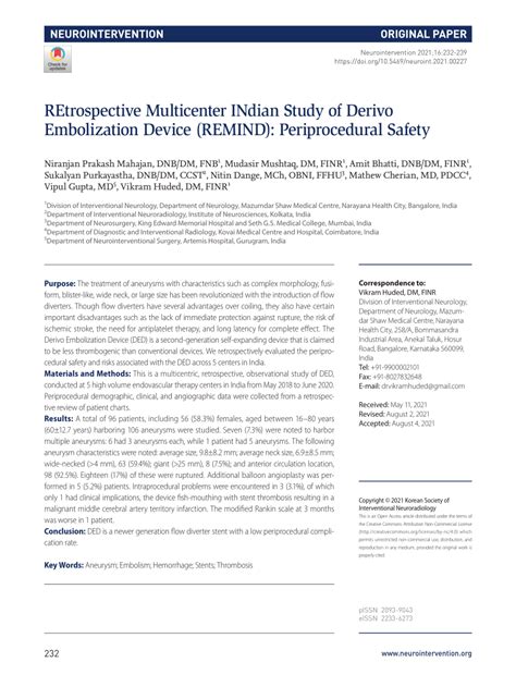 Pdf Retrospective Multicenter Indian Study Of Derivo Embolization