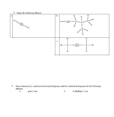 Texts Help Alkenes Alkynes Cyclo 3 4 Name The Following Alkynes H H H 5