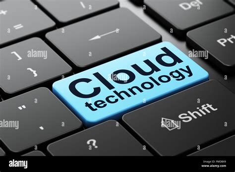 cloud networking concept cloud technology on computer keyboard