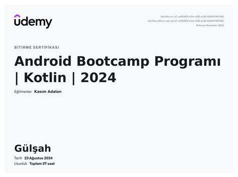 Bugün 2024 Android Bootcamp Programını Başarıyla Tamamladım Gülşah