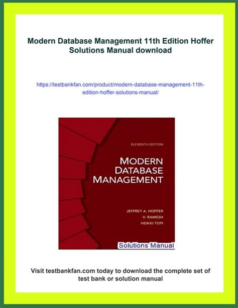 Modern Database Management 11th Edition Hoffer Solutions Manual Pdf