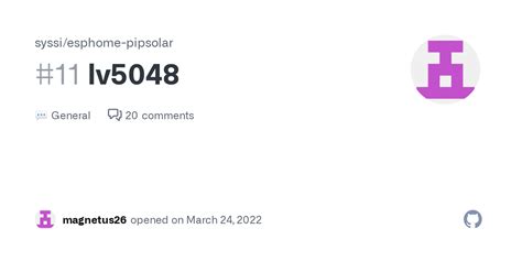 Lv5048 · Syssi Esphome Pipsolar · Discussion 11 · Github