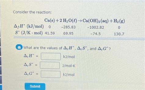 Solved Consider The Reaction What Are The Values Of Chegg