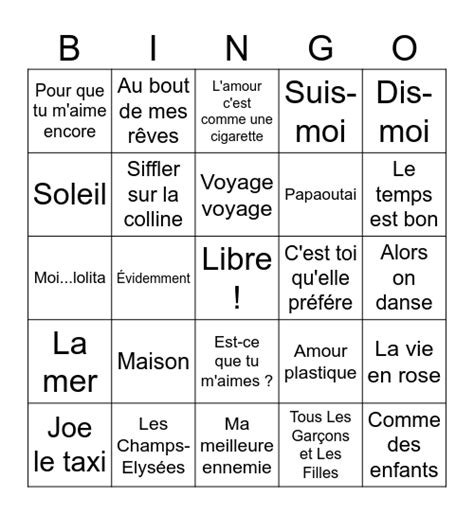 French Music Bingo Card