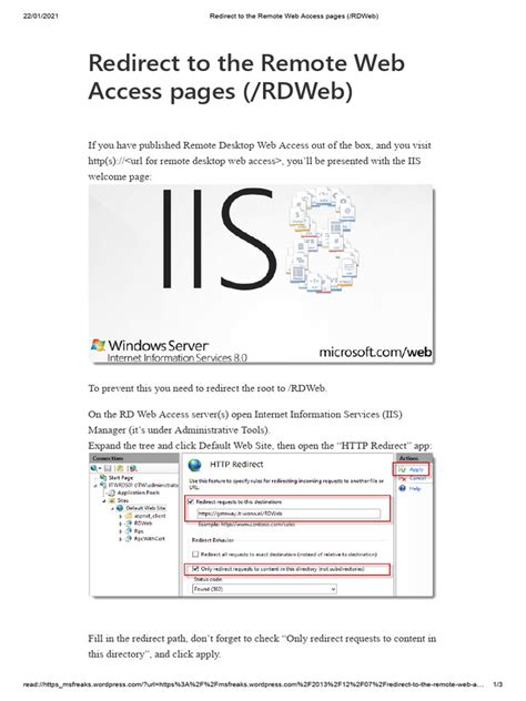 Redirect To The Remote Web Access Pages Rdweb Pdf Remote