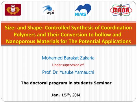 Pdf Size And Shape Controlled Synthesis Of Coordination Polymers And Their Conversion To