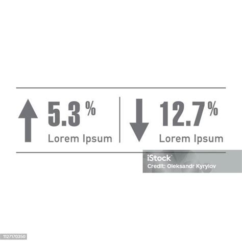 위쪽 및 아래쪽 화살표를 백분율입니다 비율 화살표 감소입니다 금융 개념입니다 프레 젠 테이 션 웹 Ui 보고서 출판물에 사용할 수 있습니다 벡터 그림을 흰색 배경에