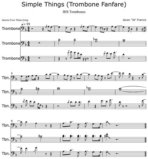 Simple Things Trombone Fanfare Sheet Music For Brass Section
