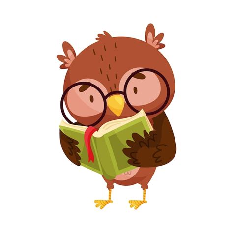 Premium Vector Funny Owl In Glasses Reading Book Vector Illustration