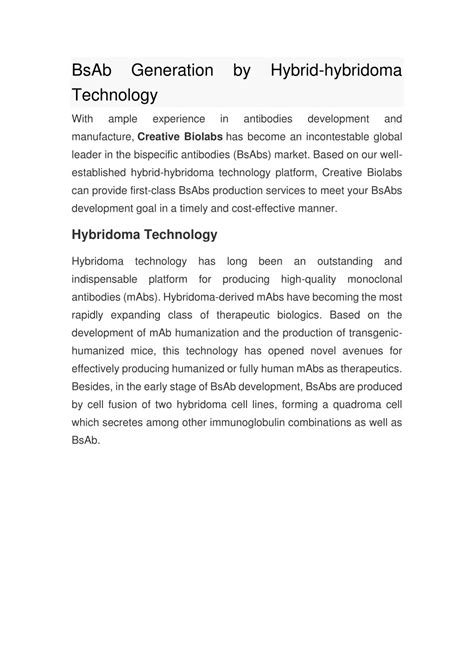 Ppt Bsab Generation By Hybrid Hybridoma Technology Powerpoint