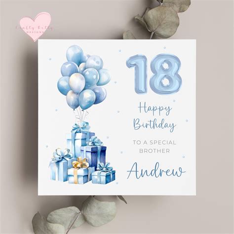 Personalised 18th Birthday Card For Him Blue Ts And Balloons For