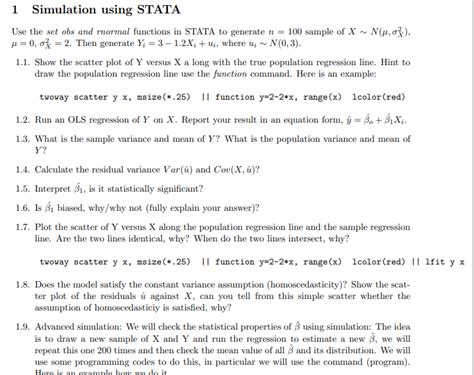 Use The Set Obs And Rnormal Functions In Stata To