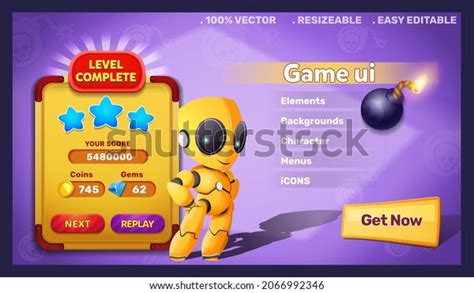 Game Ui Menu Popups Buttons Game стоковая векторная графика без лицензионных платежей