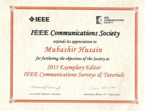 Pdf Exemplary Editor Award 2015 Received From Ieee Communications Society For Services