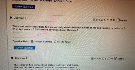 Solved The Scores On A Standardized Test Are Normally