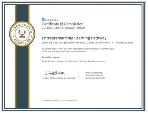 Swayam Goel On Linkedin Just Finished The Entrepreneurial Learning Path ° ° ° Special