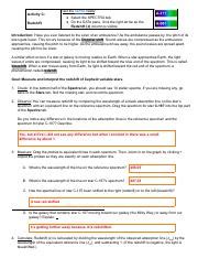 Gizmo Hubble Lab Part C Spectra Pdf Activity C Redshift Get The Gizmo Ready Select The