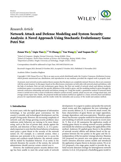 Pdf Network Attack And Defense Modeling And System Security Analysis