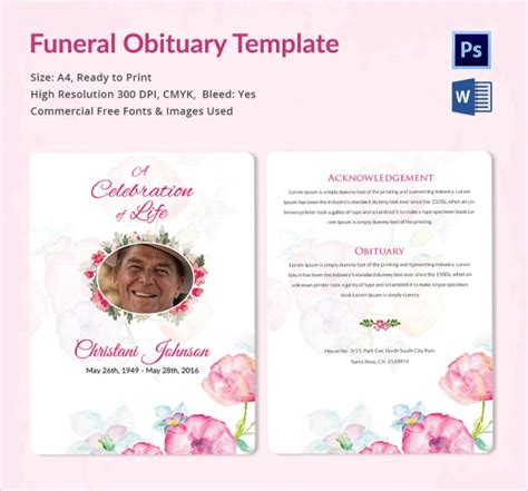 Free 11 Sample Funeral Obituary Templates In Pdf Psd Ms Word