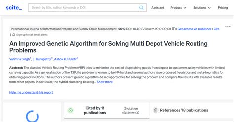 An Improved Genetic Algorithm For Solving Multi Depot Vehicle Routing Problems