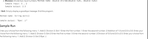 Solved Instructions Create A Menu Driven Calculator