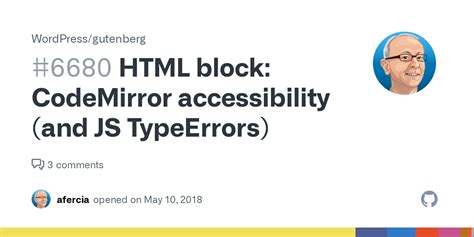 Html Block Codemirror Accessibility And Js Typeerrors · Issue 6680 · Wordpressgutenberg