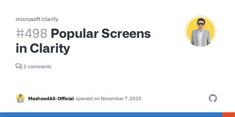 Popular Screens In Clarity · Issue 498 · Microsoft Clarity · Github