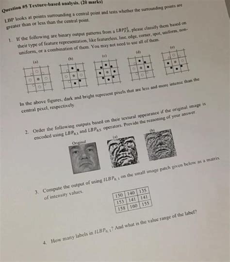 solved lbp looks at points surrounding a central greater